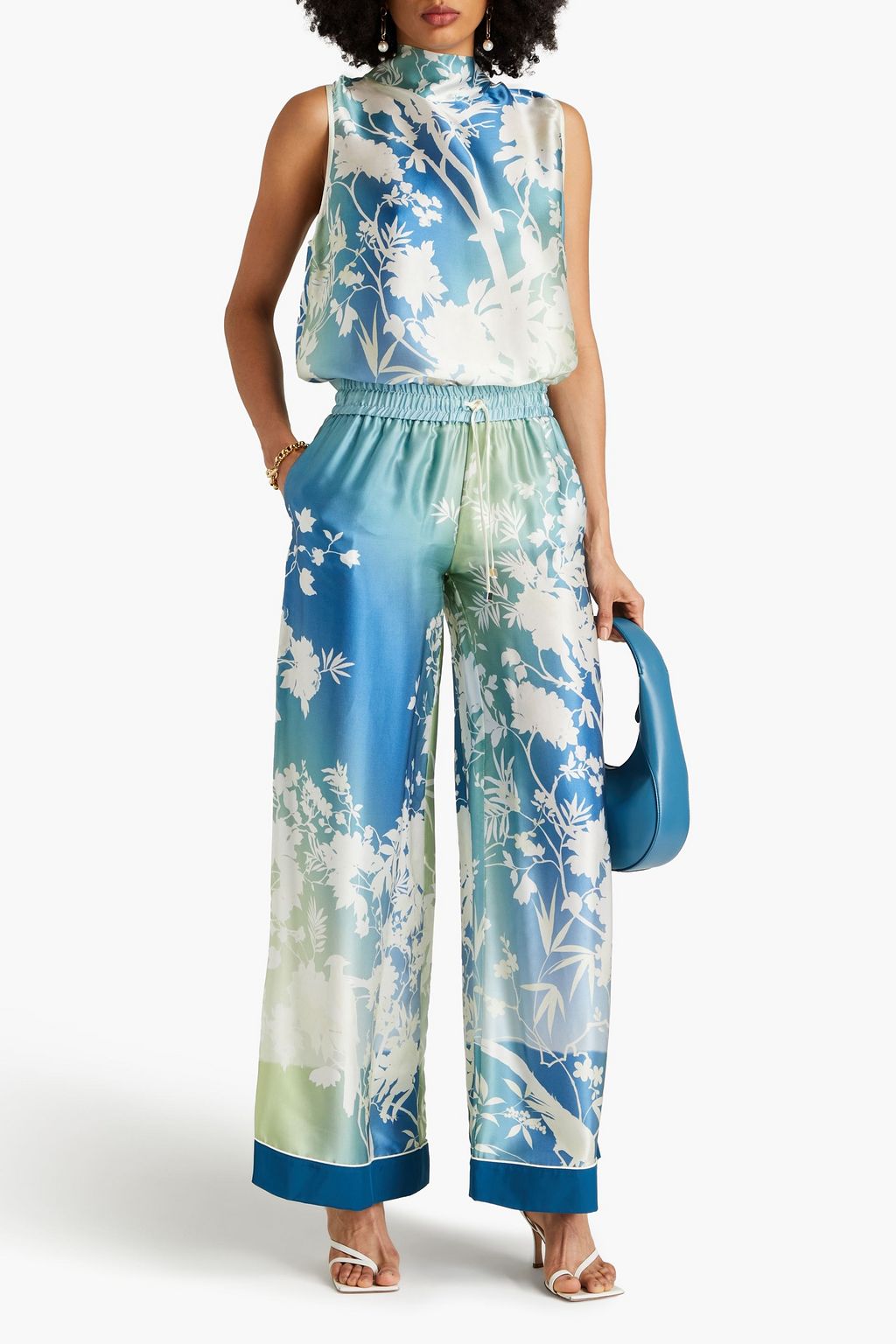 F.R.S. FOR RESTLESS SLEEPERS Callisto floral-print silk-satin wide-leg ...