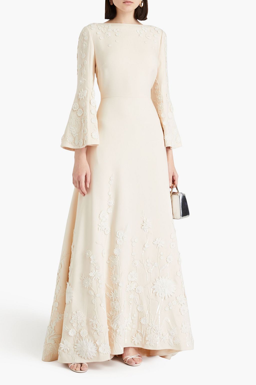 Valentino Garavani Embellished Wool And Silk Blend Crepe Gown The Outnet