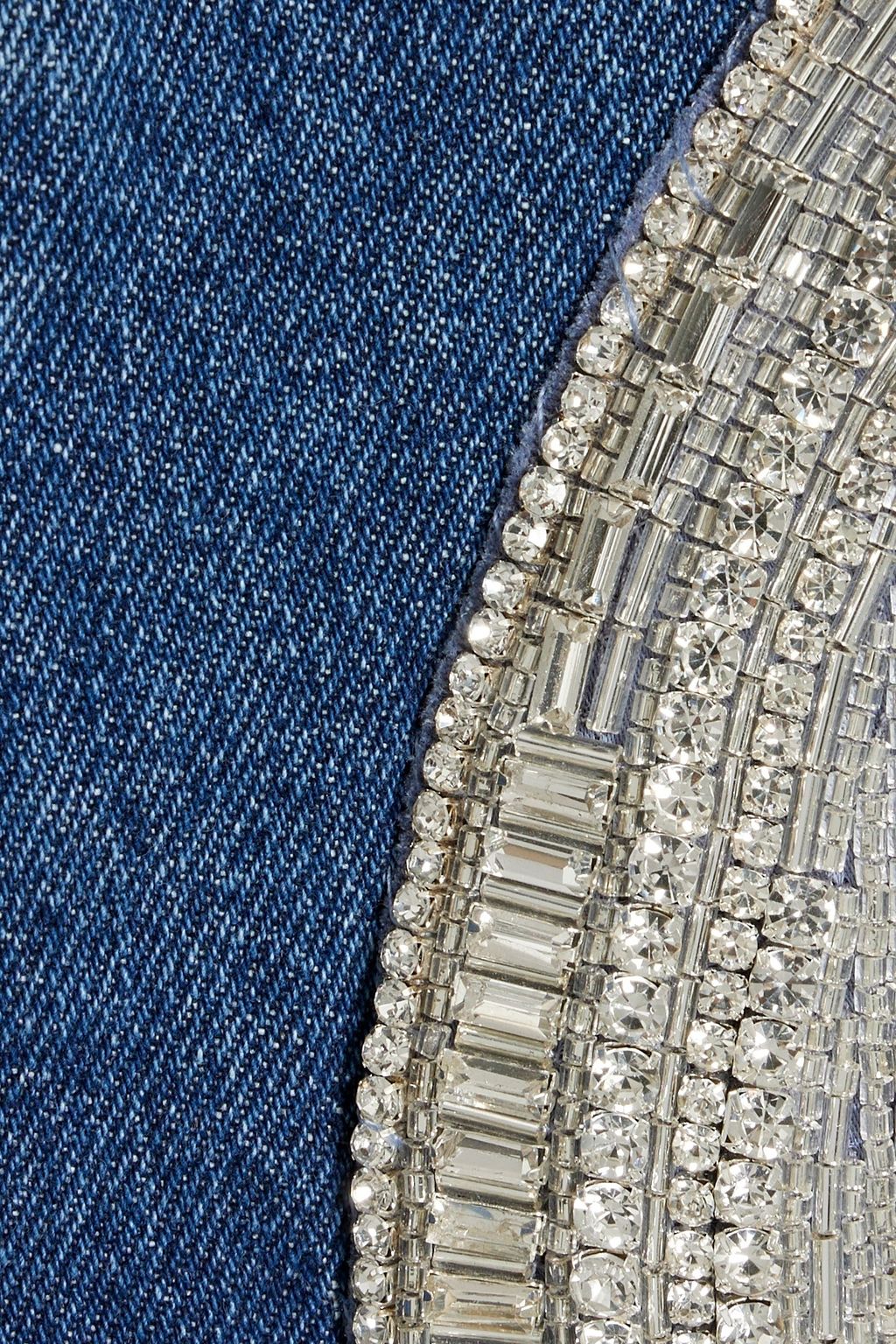 AREA Crystal-embellished denim shorts | THE OUTNET