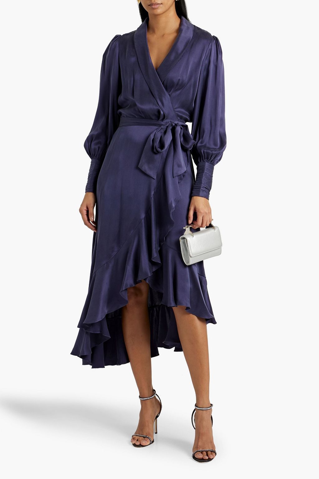 Zimmermann Ruffled Silk Satin Midi Wrap Dress The Outnet