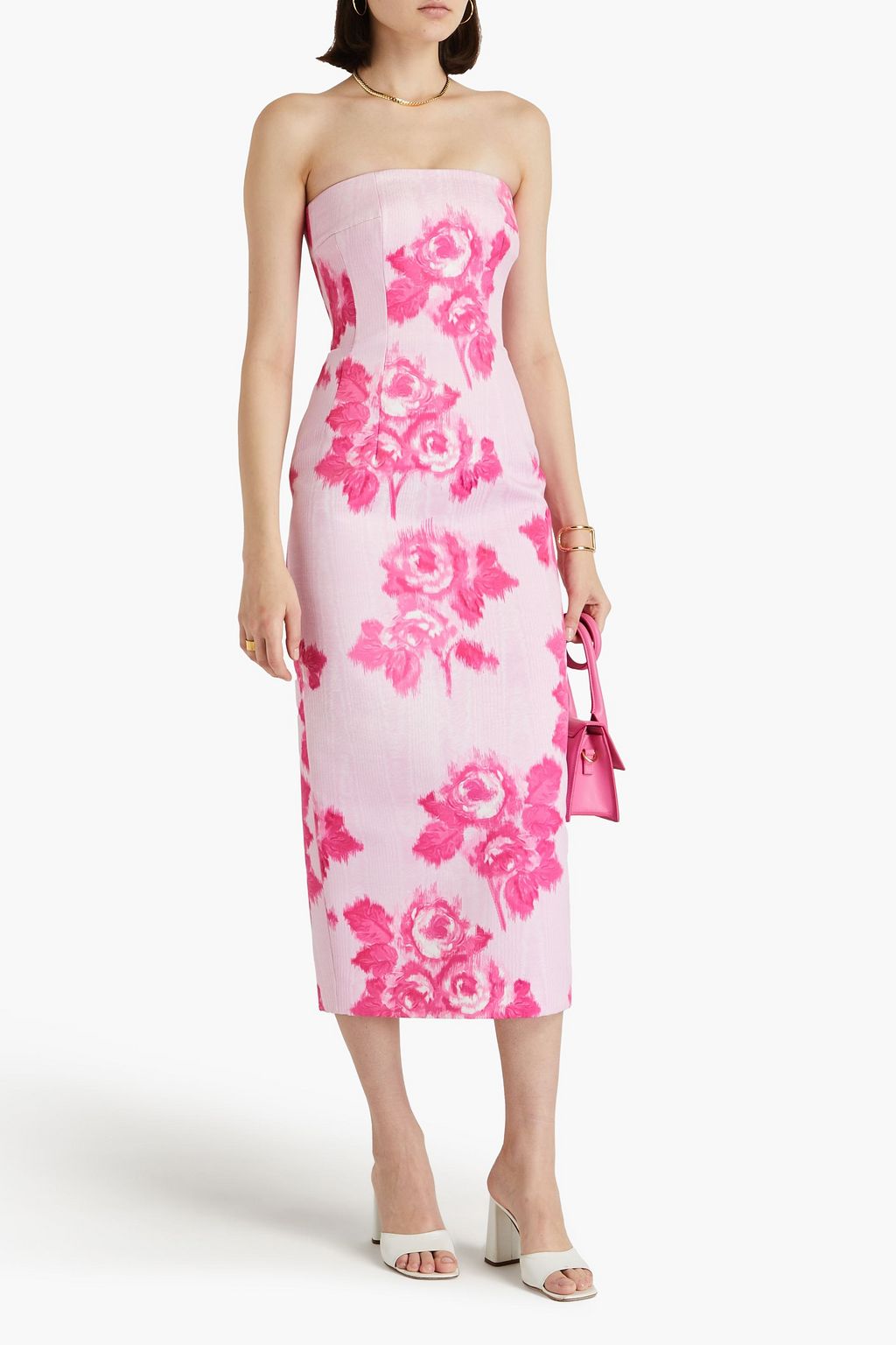 Emilia Wickstead Strapless Floral Print Faille Midi Dress The Outnet
