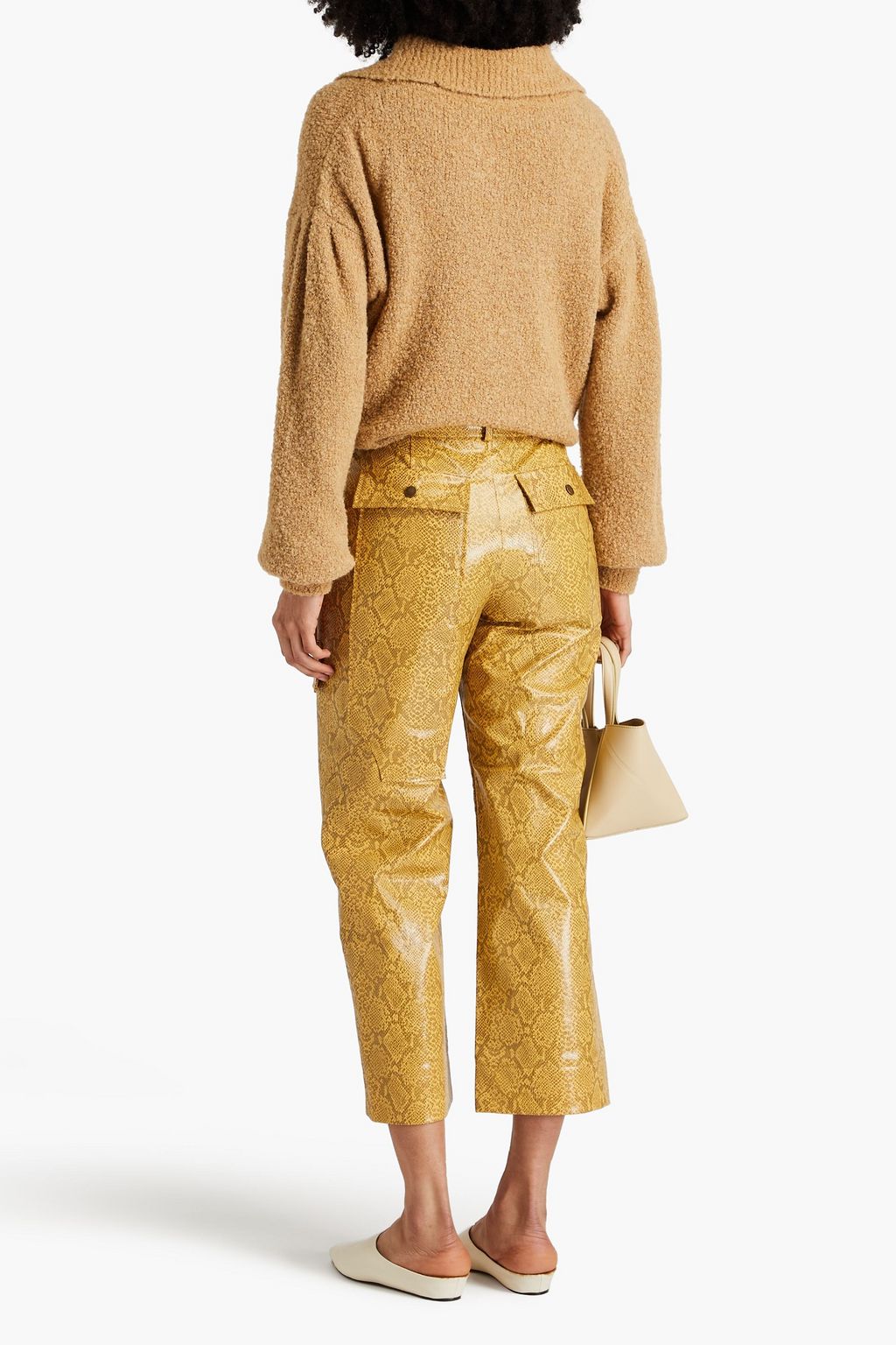 REJINA PYO Cropped faux snake-effect leather cargo pants | THE OUTNET