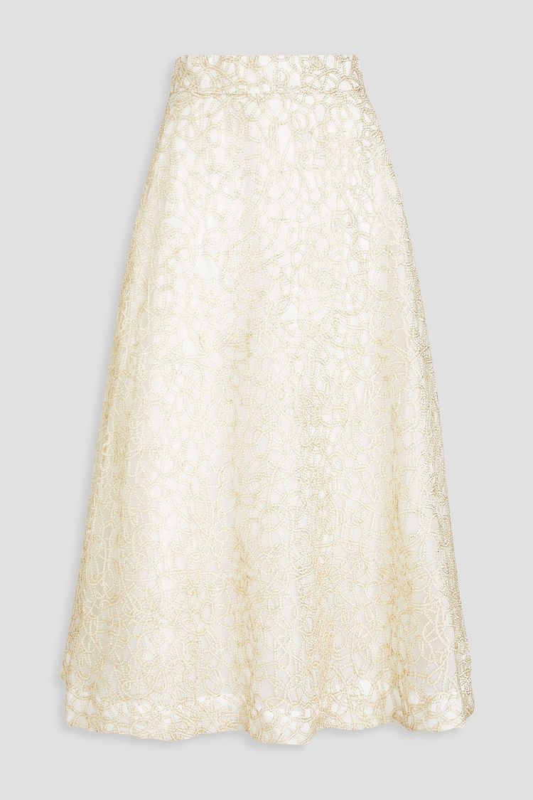 Aje Patina Metallic Macramé Lace Midi Skirt The Outnet