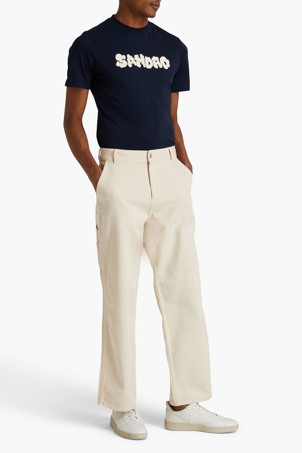 SANDRO Logo-print cotton-jersey T-shirt | THE OUTNET