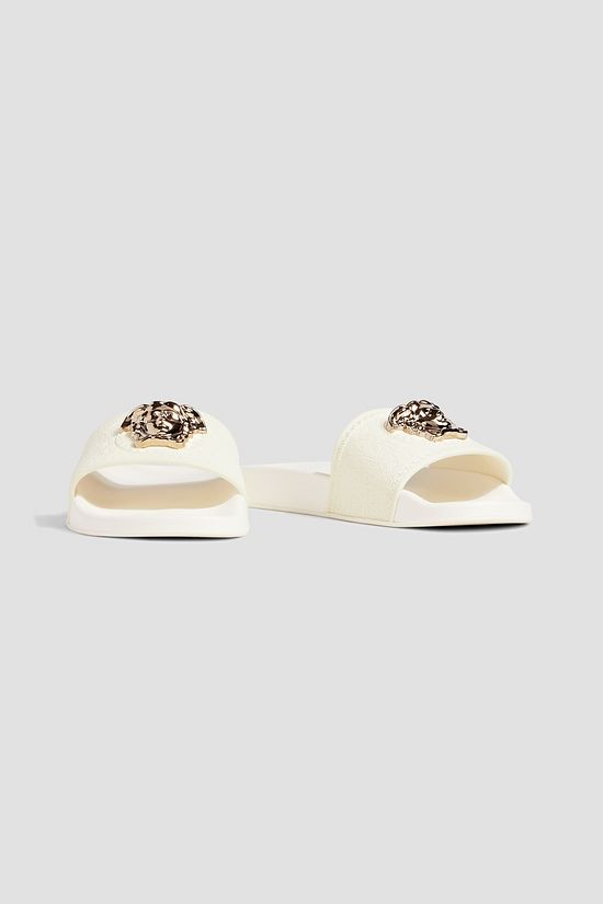 VERSACE La Medusa embellished rubber slides | THE OUTNET