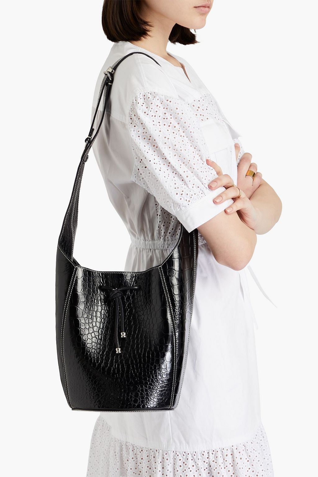 TORY BURCH Croc-effect leather shoulder bag | THE OUTNET