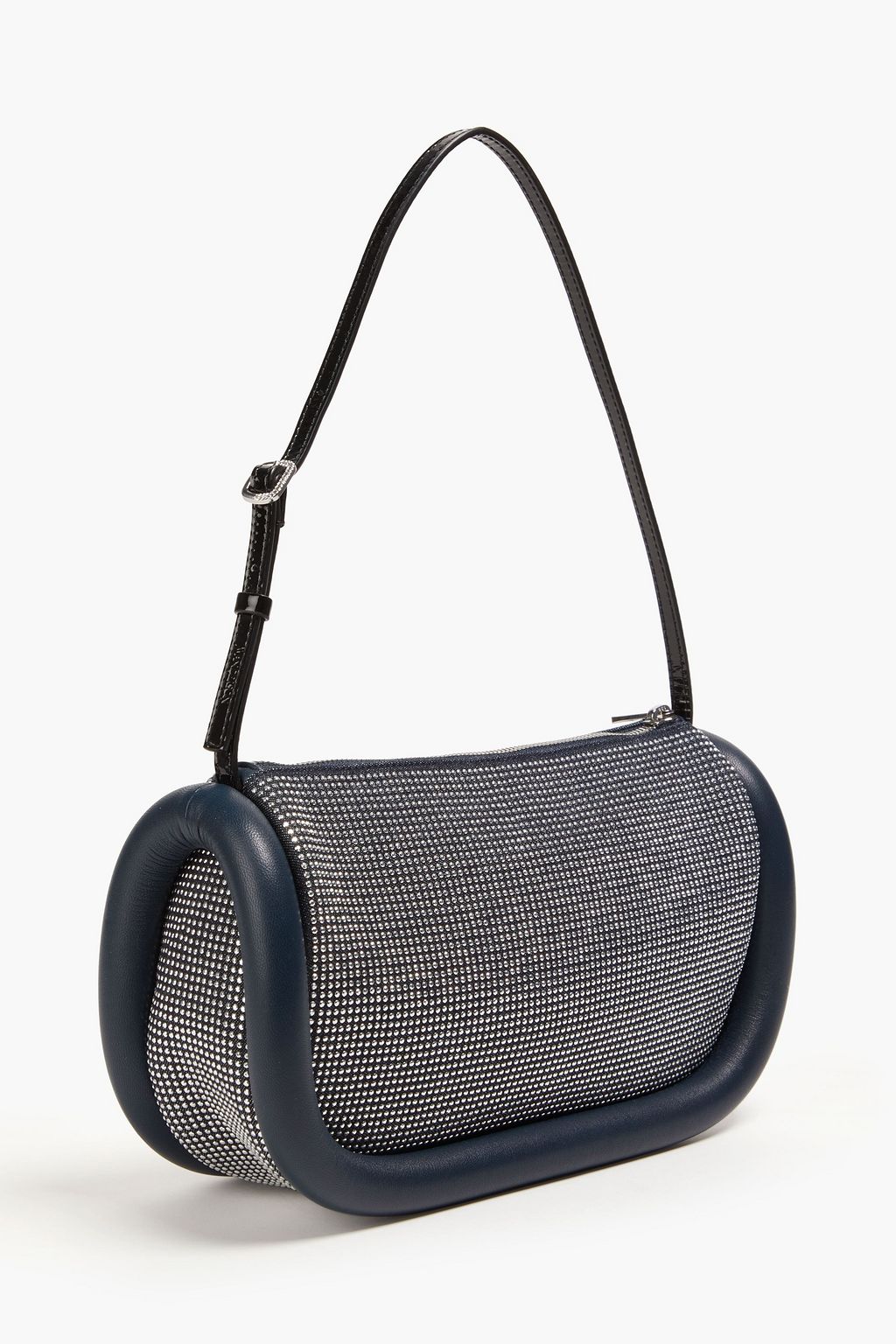 JW ANDERSON Crystal-embellished denim and leather shoulder bag | THE OUTNET
