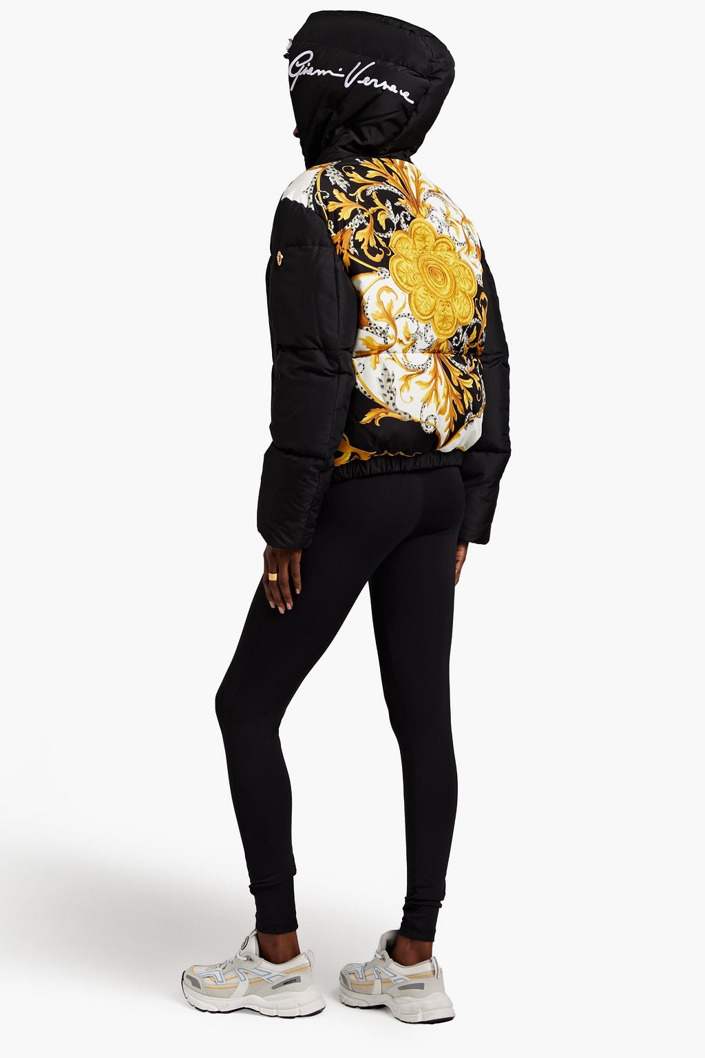 VERSACE Quilted printed shell hooded down jacket | THE OUTNET