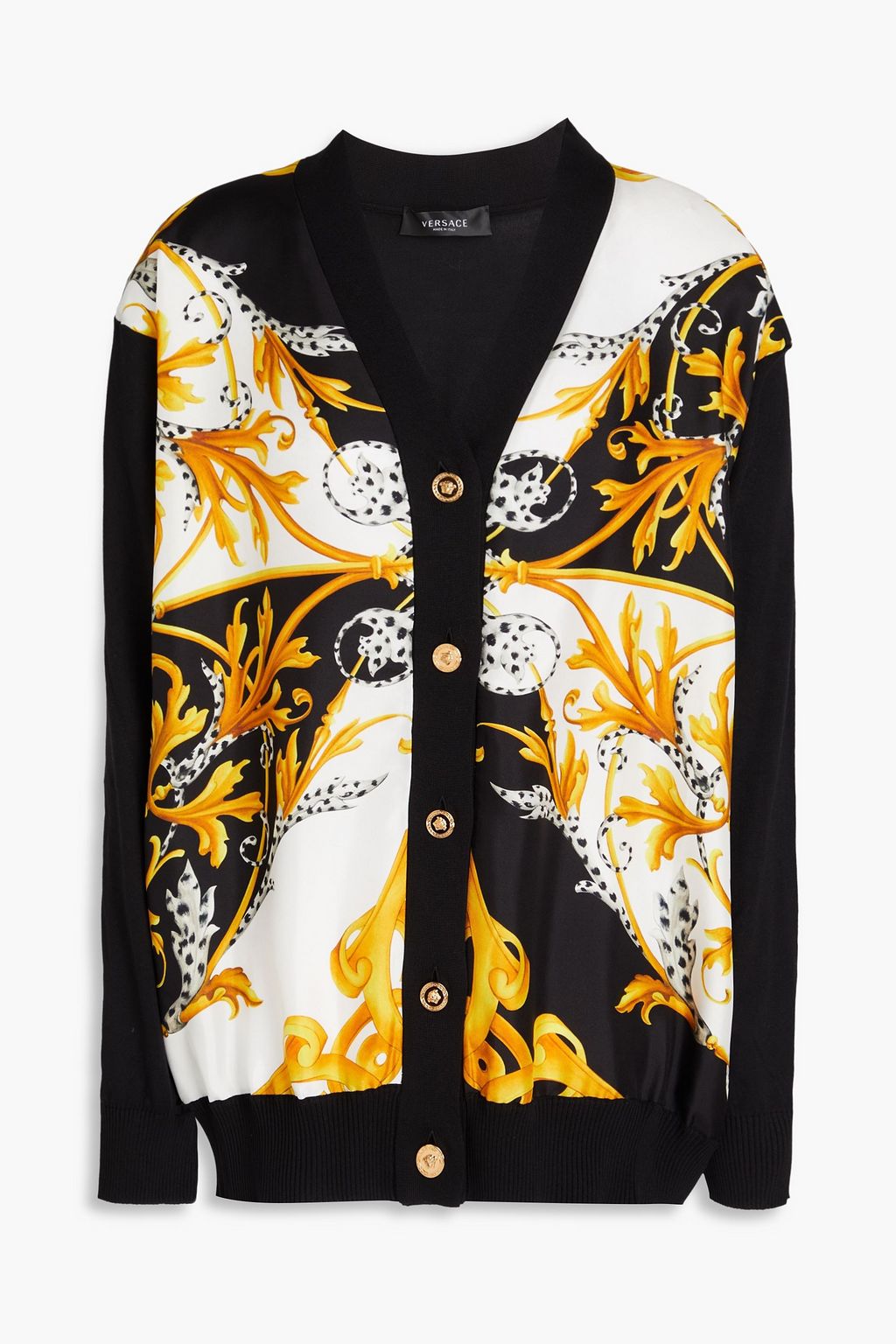 VERSACE Printed silk and cotton-blend twill cardigan | THE OUTNET