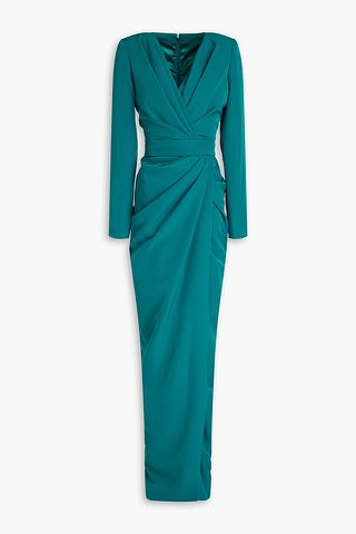 RHEA COSTA Wrap-effect draped crepe gown | THE OUTNET