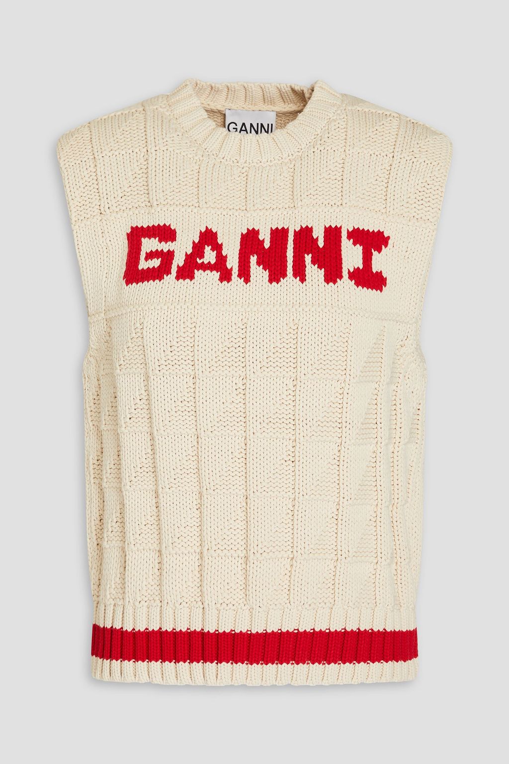 GANNI Cable-knit cotton vest | THE OUTNET