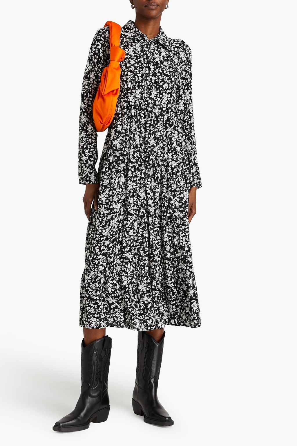 GANNI Floral-print crepe midi dress | THE OUTNET