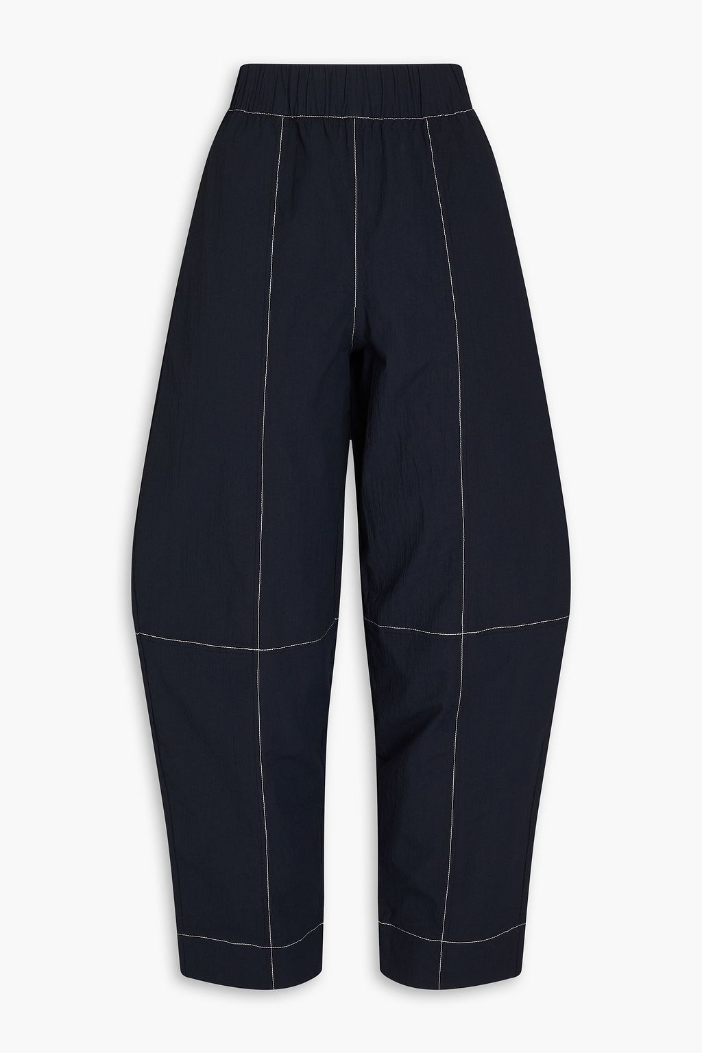 GANNI Topstitched crepon tapered pants | THE OUTNET
