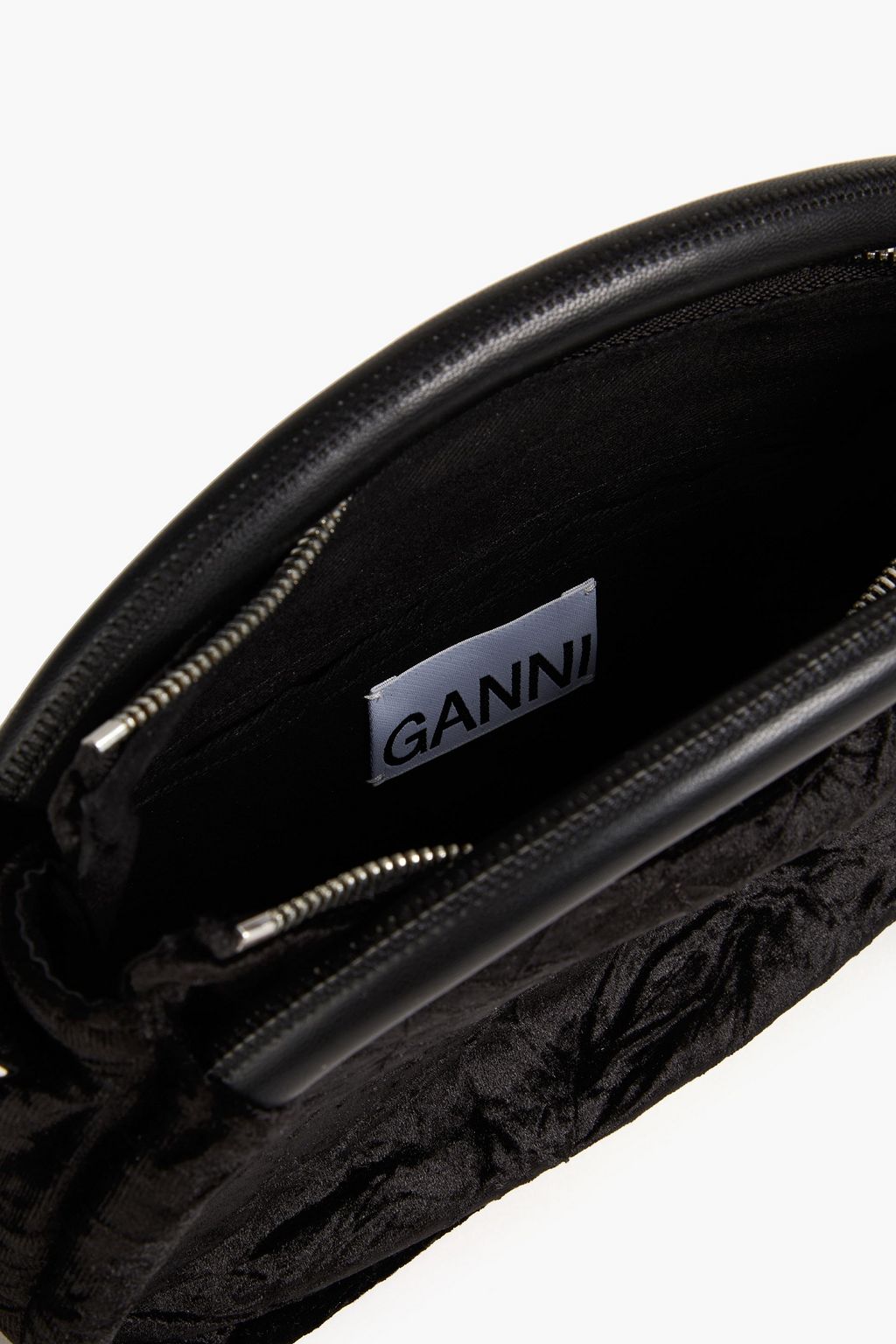 GANNI Crinkled velvet and faux leather shoulder bag | THE OUTNET