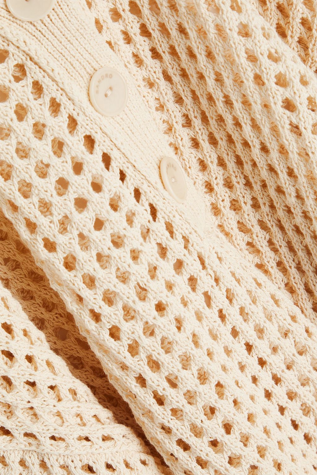SANDRO Open-knit cotton polo sweater | THE OUTNET