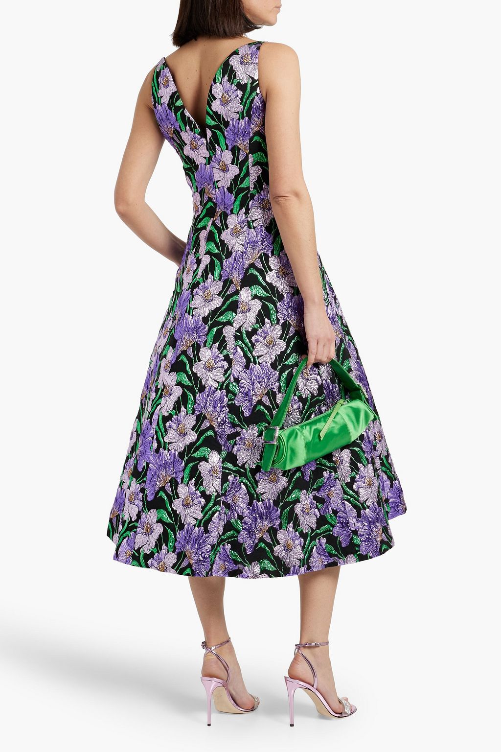 Carolina Herrera Metallic Brocade Midi Dress The Outnet