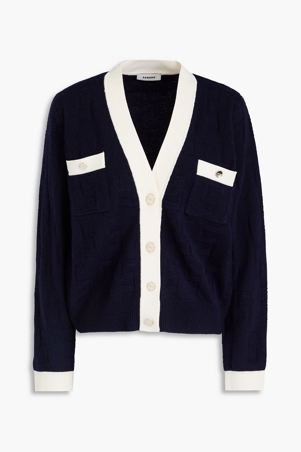 SANDRO Two-tone wool and cashmere-blend cardigan | THE OUTNET