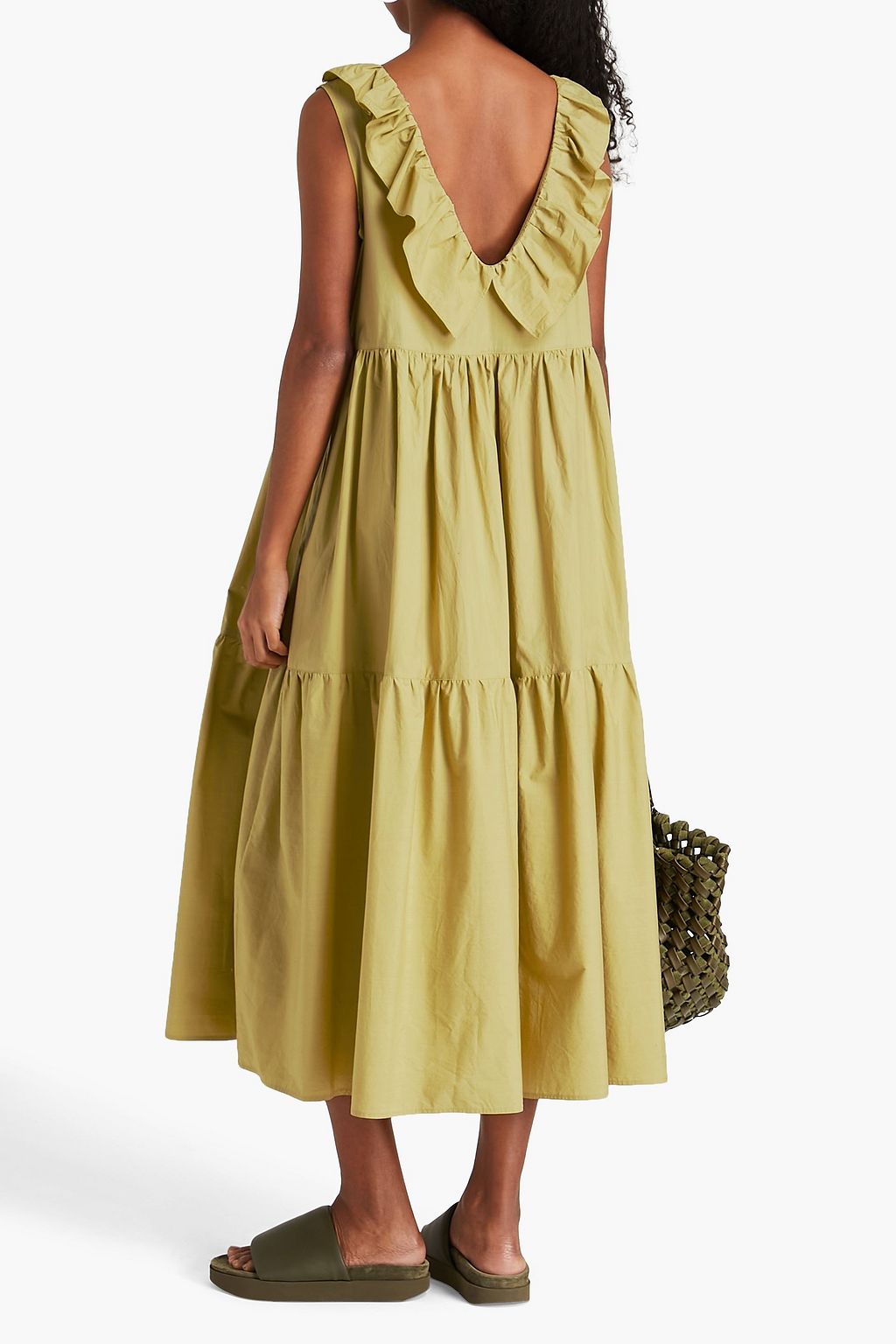 GENTRYPORTOFINO Tiered cotton-poplin midi dress | THE OUTNET