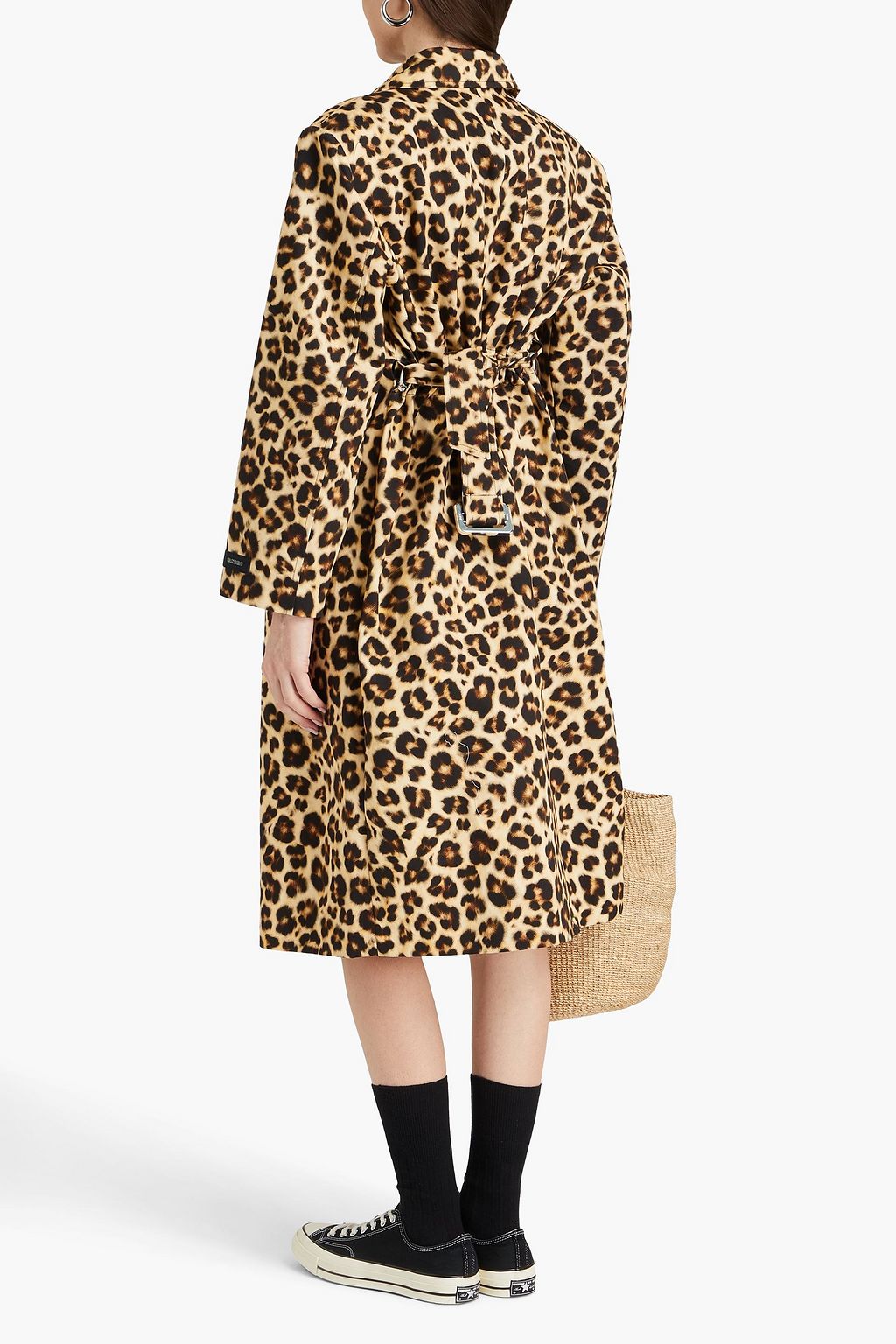 SANDRO Leopard-print cotton-gaberdine trench coat | THE OUTNET
