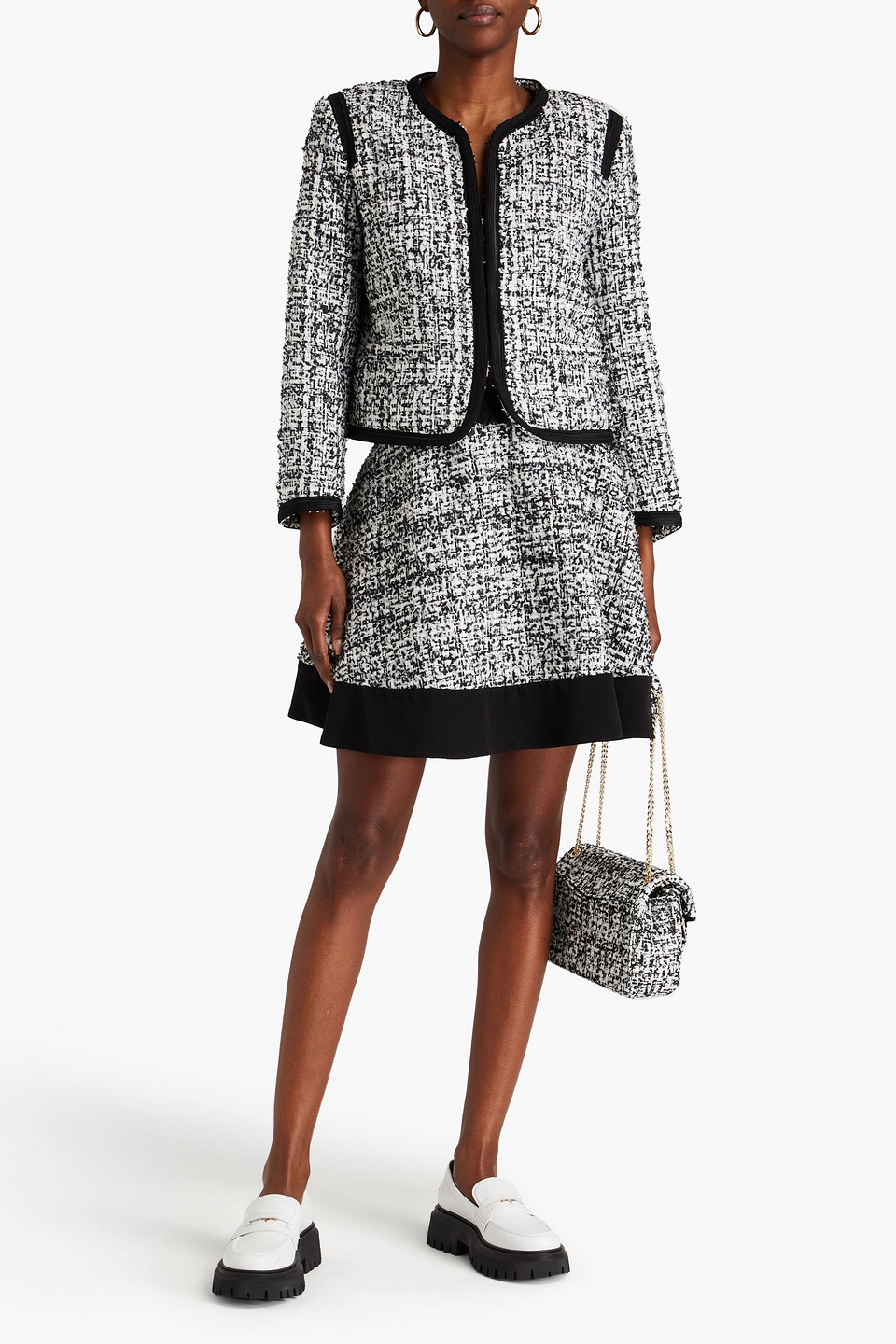 Sandro Augustine Sequin-embellished Metallic Tweed Jacket In Black ...