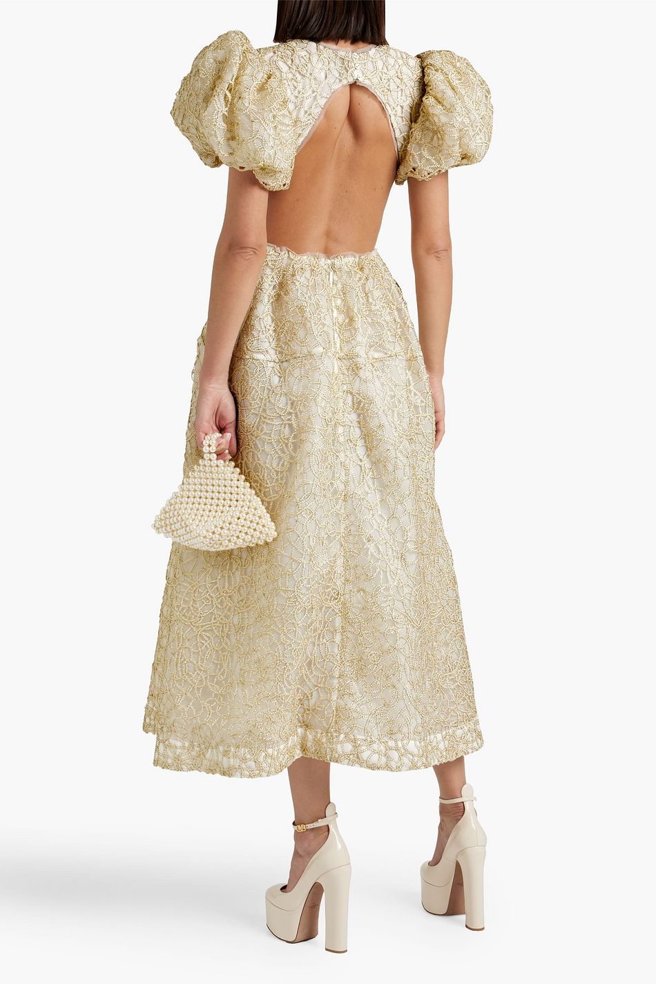Aje Patina Metallic Macramé Lace Midi Dress The Outnet