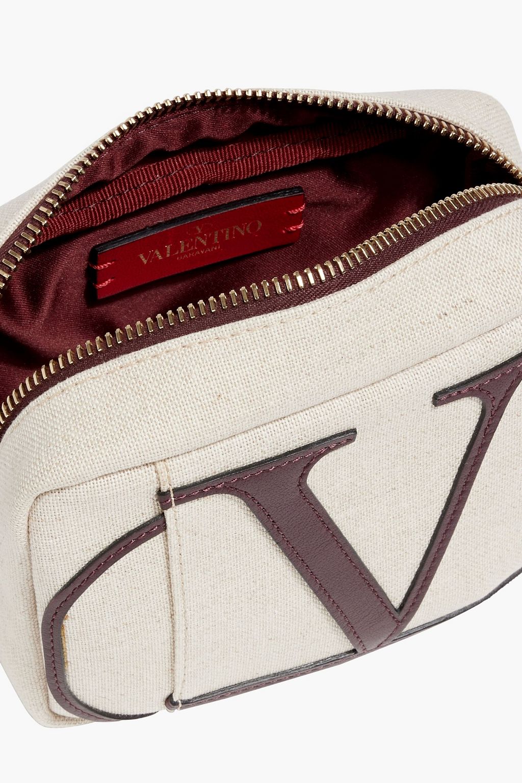 VALENTINO GARAVANI VLOGO leather and canvas cosmetics case | THE OUTNET