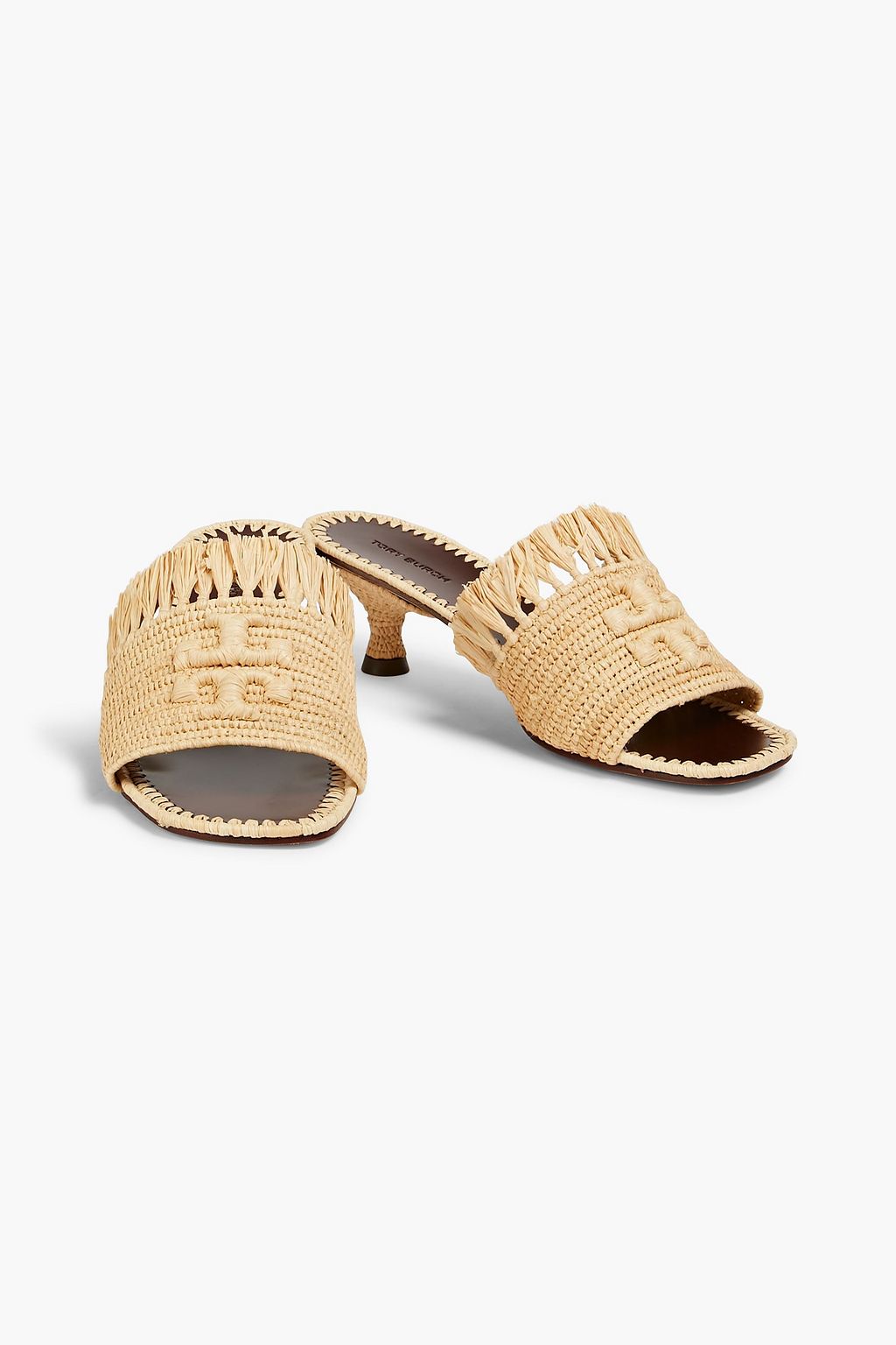 TORY BURCH Eleanor appliquéd raffia mules | THE OUTNET
