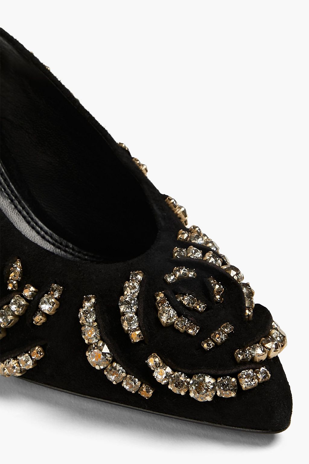TORY BURCH Crystal-embellished suede slingback pumps | THE OUTNET