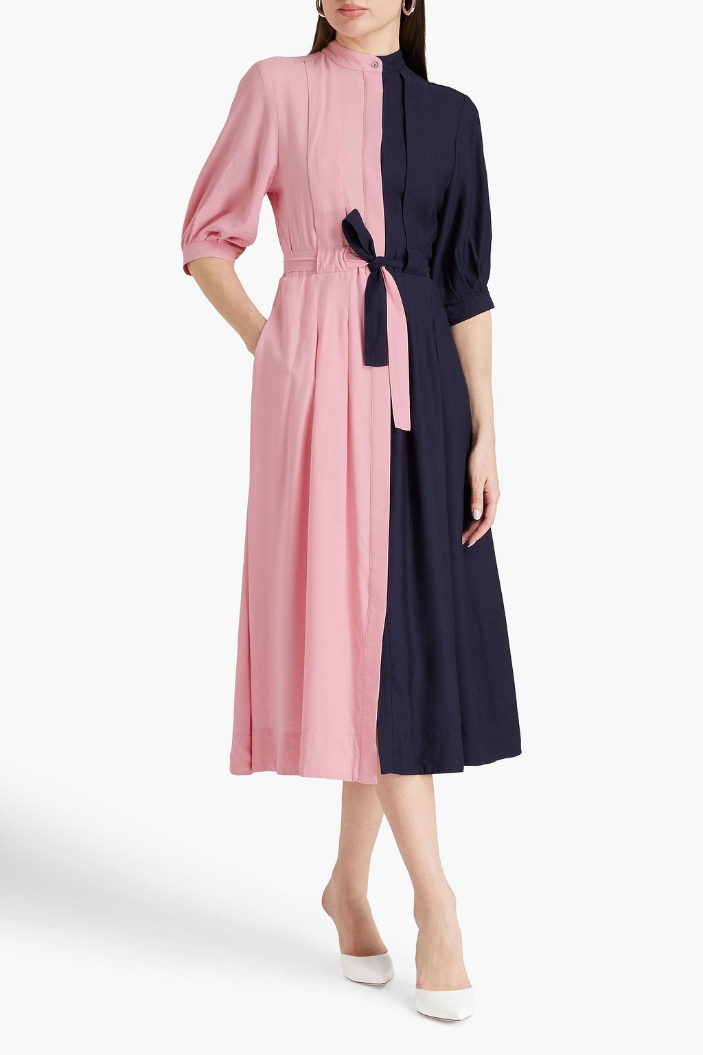 E.L.V. DENIM X THE OUTNET The Double two-tone twill midi dress | THE OUTNET