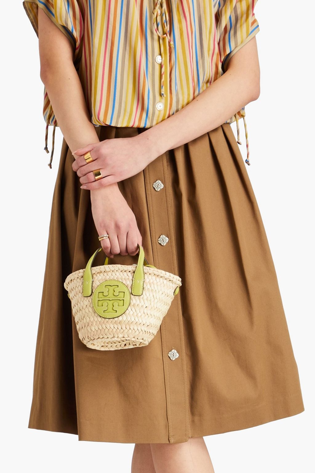 TORY BURCH Ella mini straw bucket bag | THE OUTNET