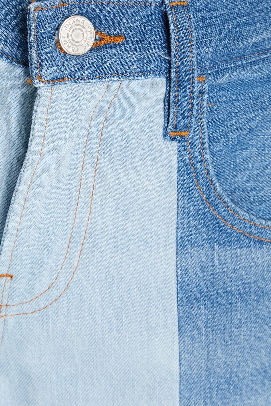 FRAME Split Seam two-tone high-rise wide-leg jeans | THE OUTNET