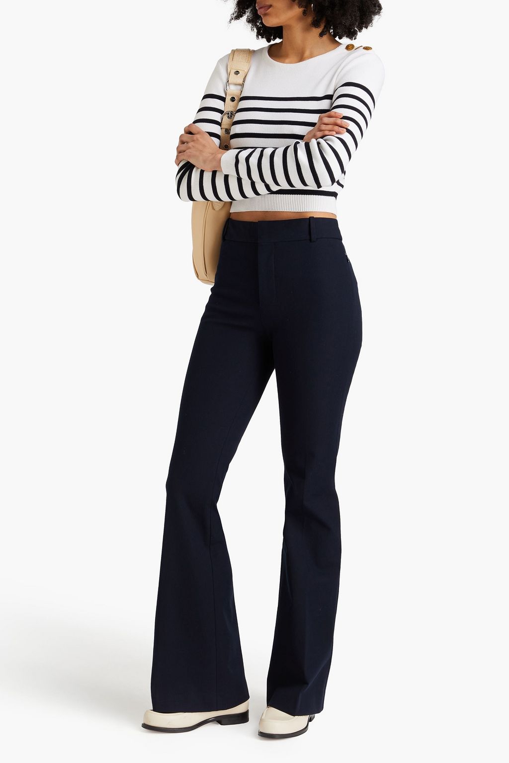 FRAME Le High Flare stretch-cotton flared pants | THE OUTNET