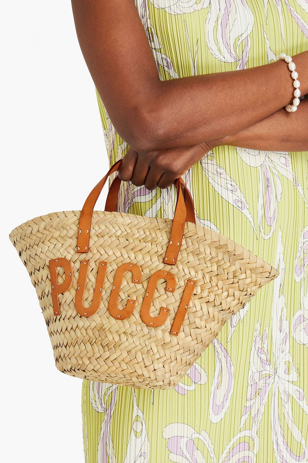 PUCCI Leather-trimmed straw tote | THE OUTNET