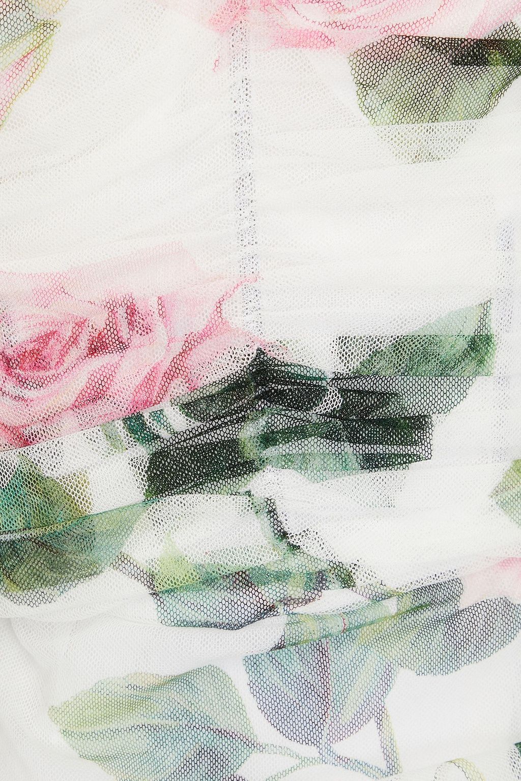 DOLCE&GABBANA Ruched floral-print cotton-tulle midi dress | THE OUTNET