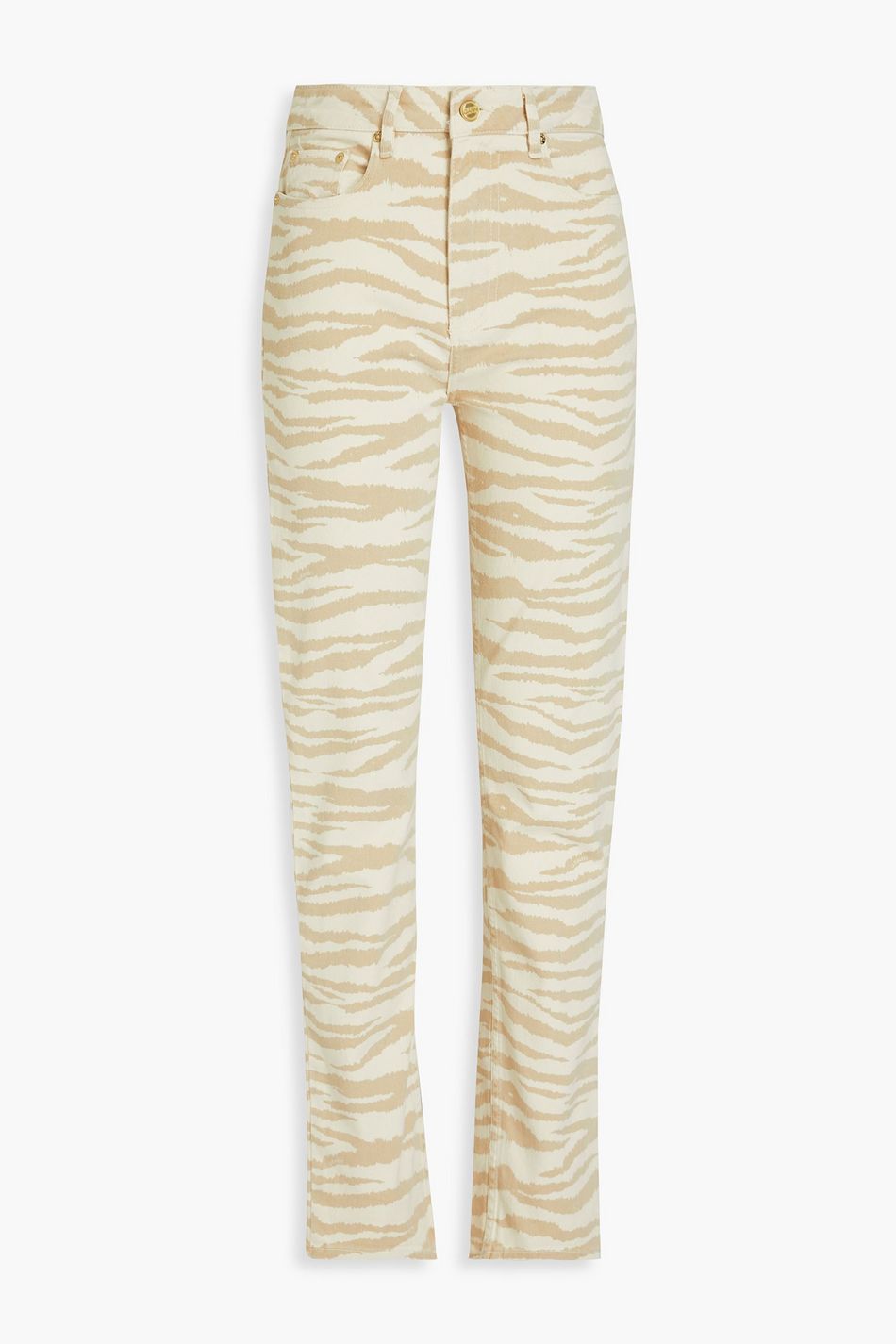 GANNI Zebra-print high-rise slim-leg jeans | THE OUTNET