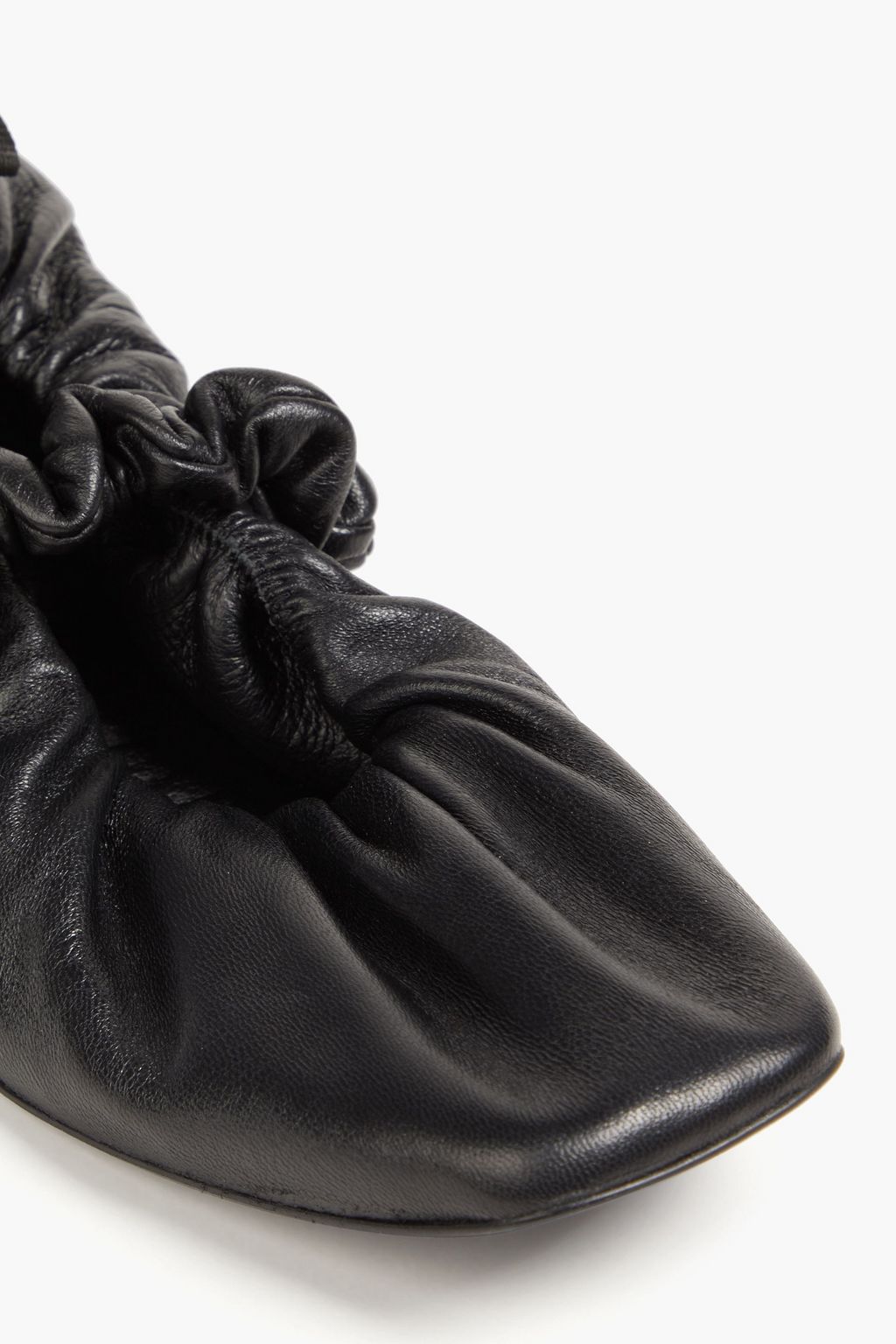 GANNI Ruched leather ballet flats | THE OUTNET