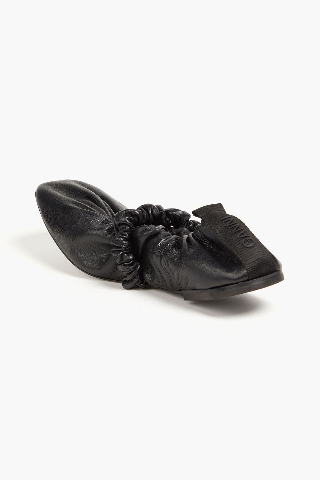 GANNI Ruched leather ballet flats | THE OUTNET