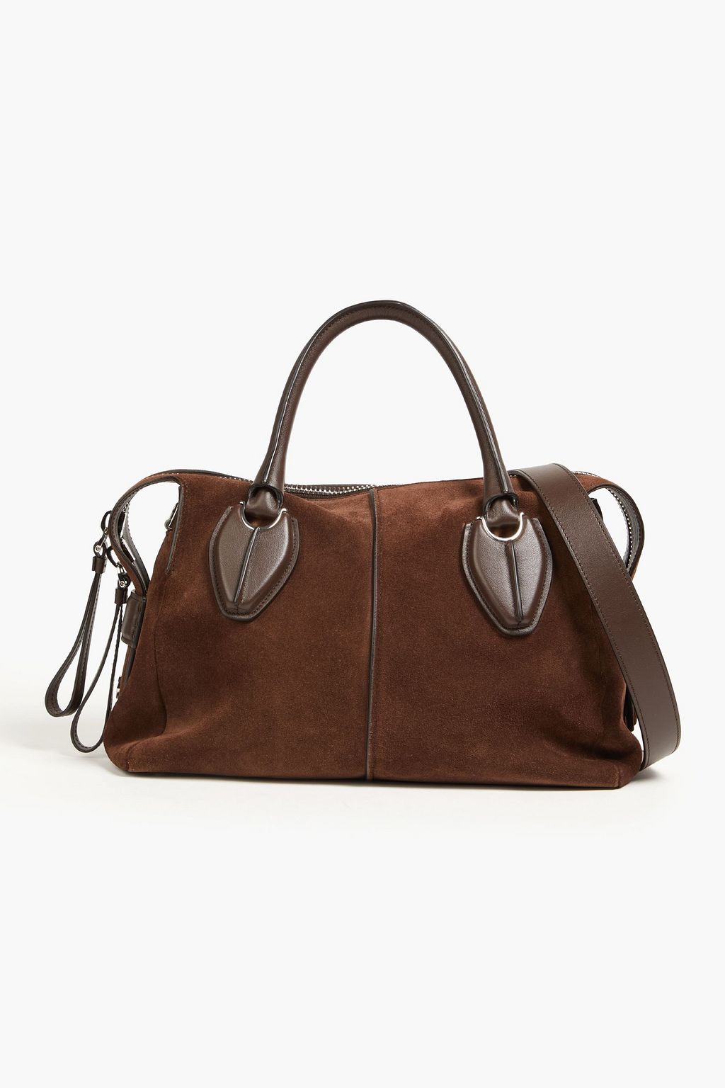 TOD'S Bauletto leather-trimmed suede tote | THE OUTNET