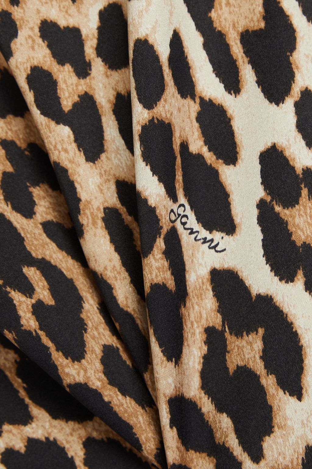 GANNI Leopard-print silk-blend satin blouse | THE OUTNET