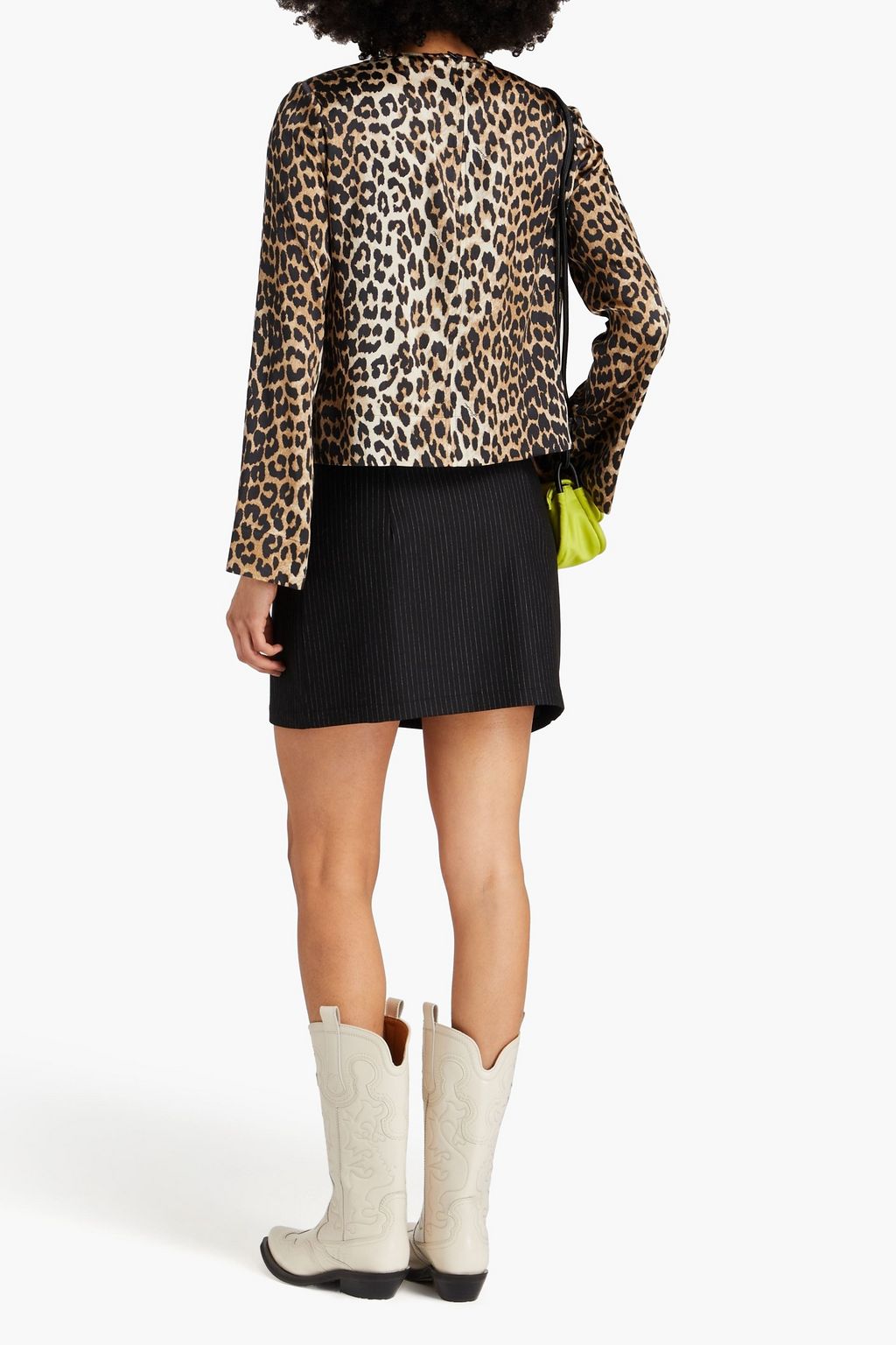 GANNI Leopard-print silk-blend satin blouse | THE OUTNET