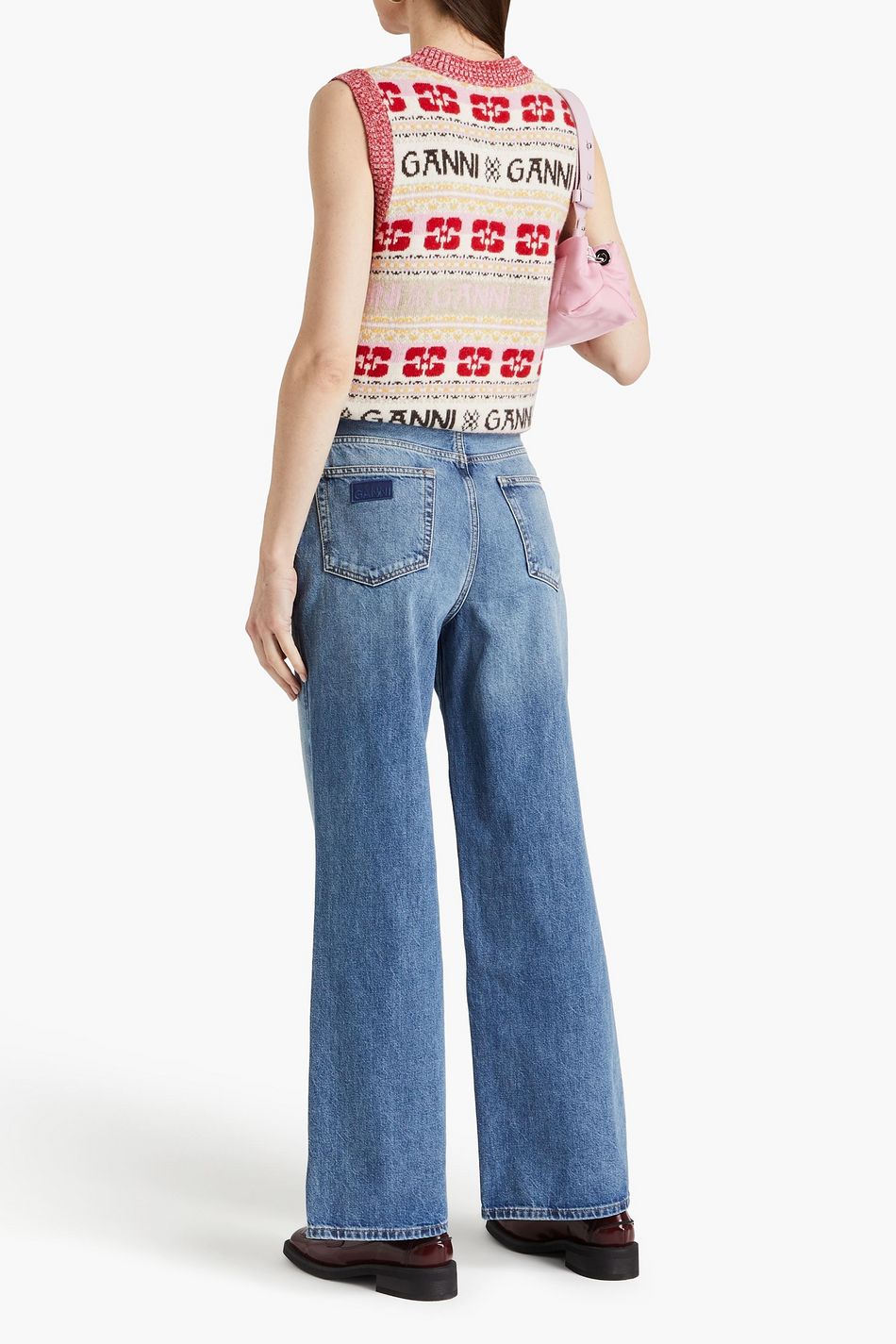 GANNI Faded high-rise wide-leg jeans | THE OUTNET