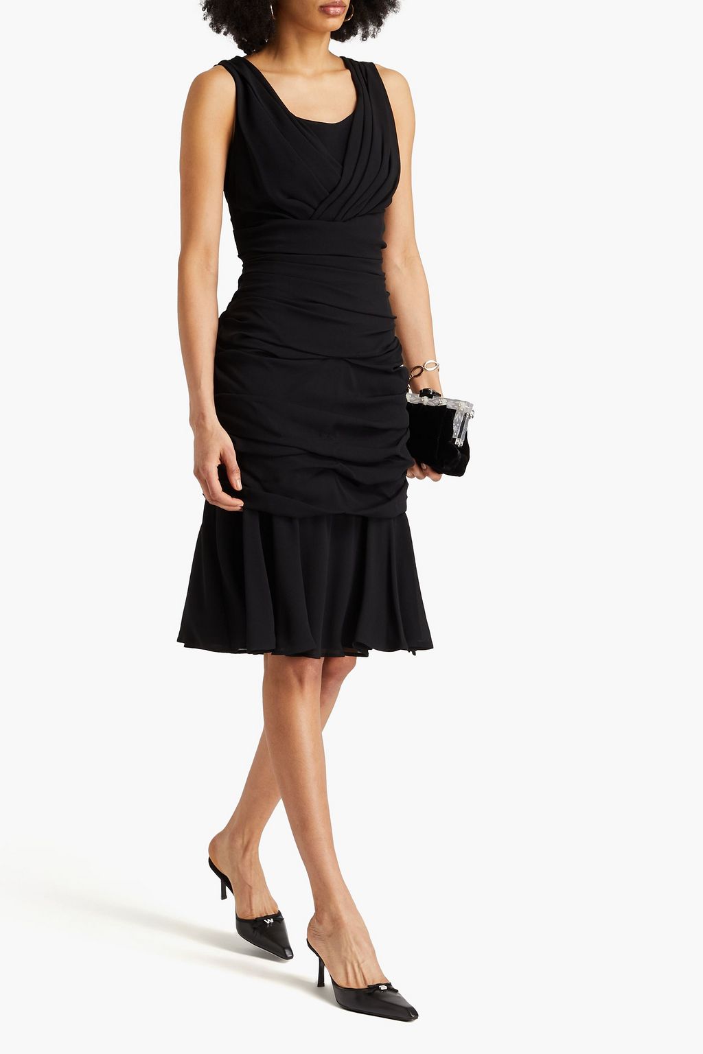 Dolceandgabbana Ruched Silk Crepe Dress The Outnet