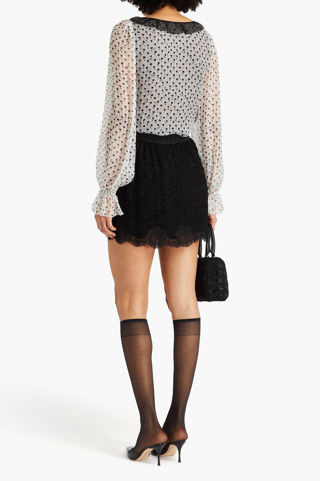 Dolce And Gabbana Ruffled Floral Print Silk Voile Blouse The Outnet
