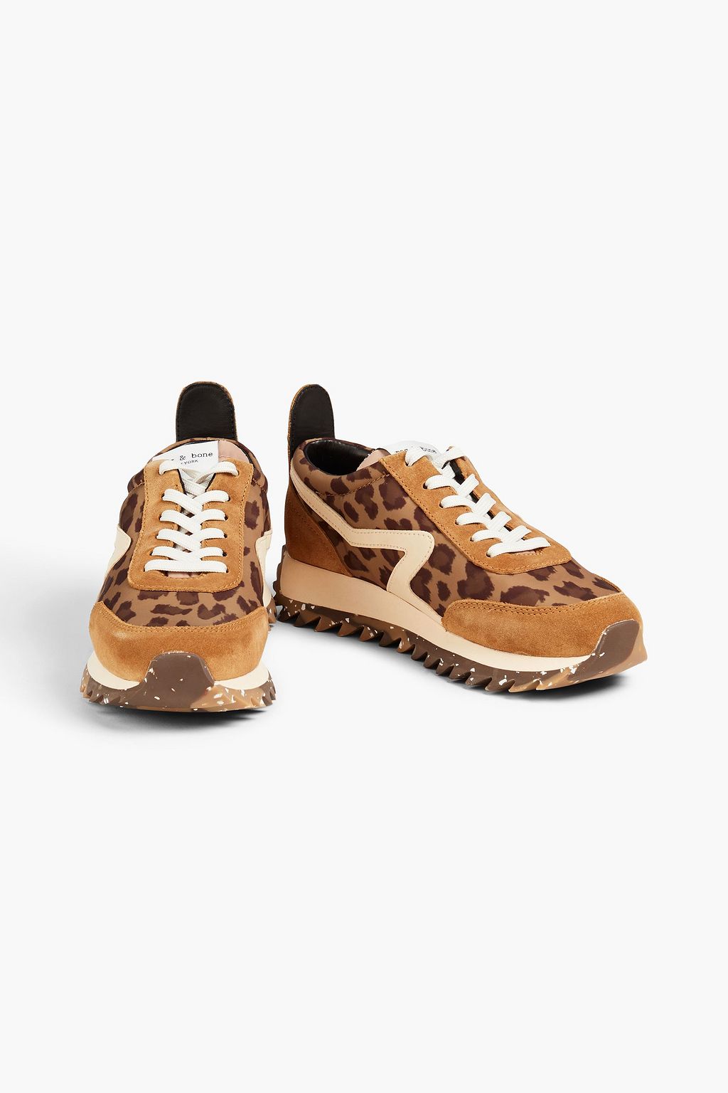 RAG & BONE Retro Runner suede-trimmed leopard-print shell sneakers ...