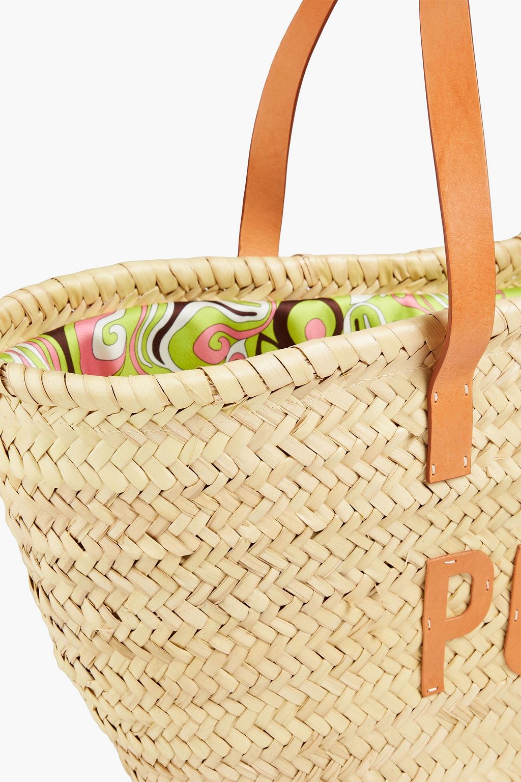 PUCCI Leather-trimmed raffia tote | THE OUTNET