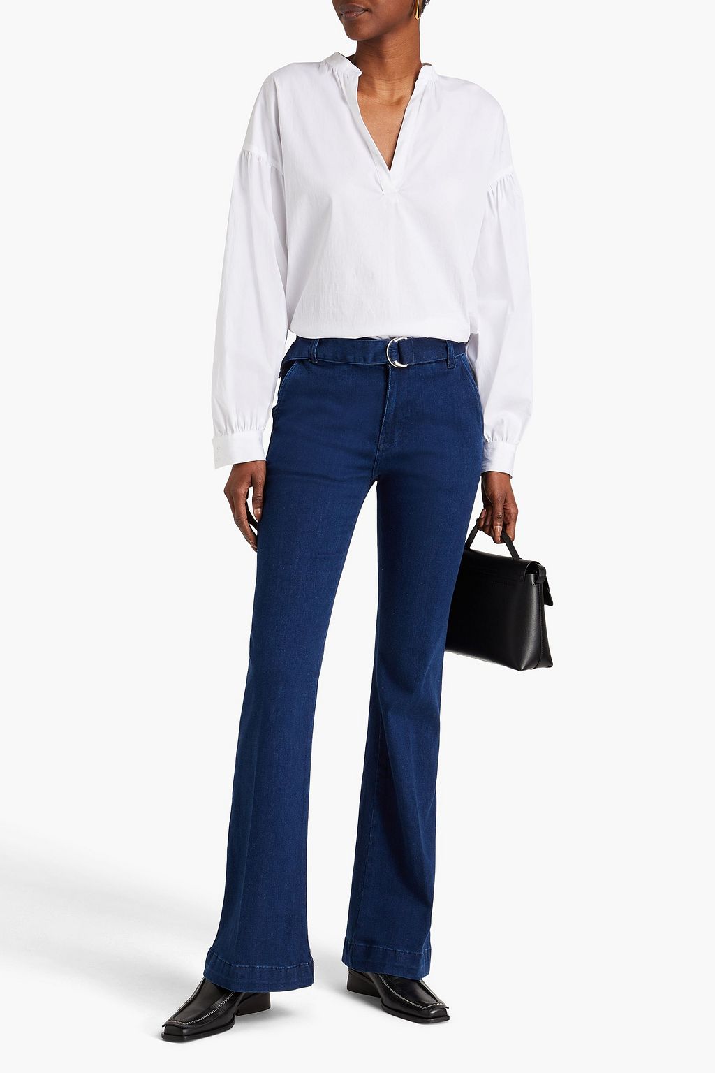 FRAME Le High Flare belted high-rise flared jeans | THE OUTNET
