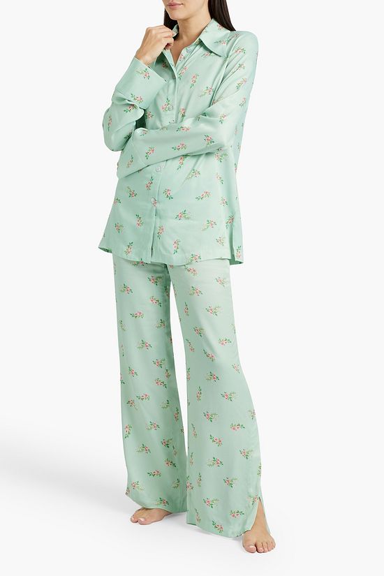 SLEEPER Floral-print satin pajama top | THE OUTNET