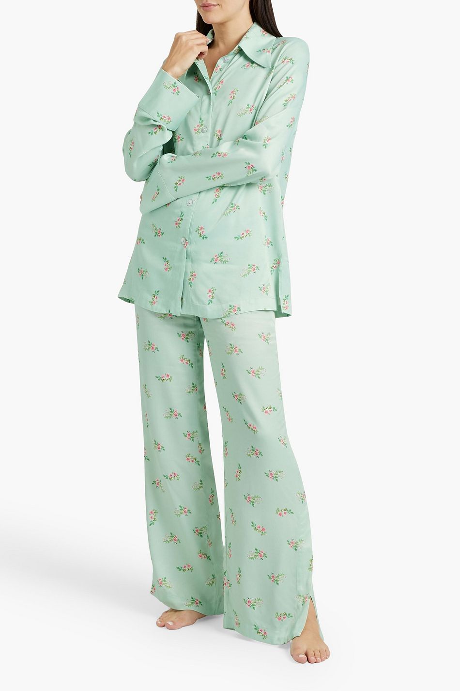 SLEEPER Floral-print satin pajama top | THE OUTNET
