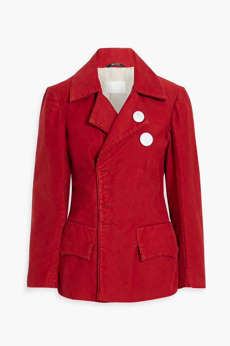 MAISON MARGIELA Button-embellished cotton peplum jacket | THE OUTNET