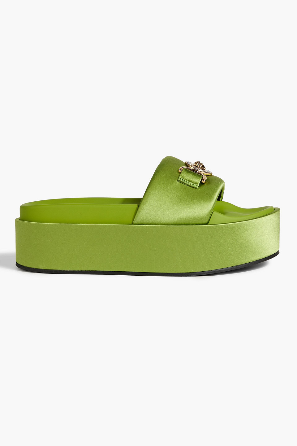 Versace Medusa Biggie Satin Platform Slides In Lime Green | ModeSens